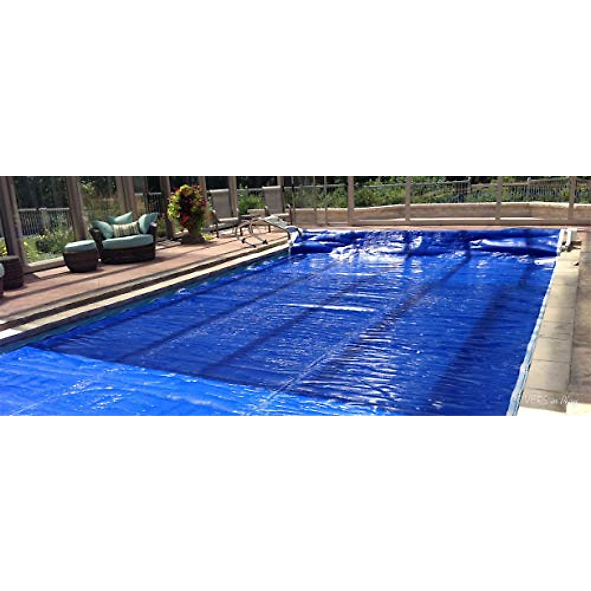 Harris C.R.S. Heat Retention Solar Covers for In-Ground Swimming Pools | Retain Sun/Solar Heat by Lowering Your Evaporation Rate Up to 75% | (14' x 28', Heavy Series Blue)