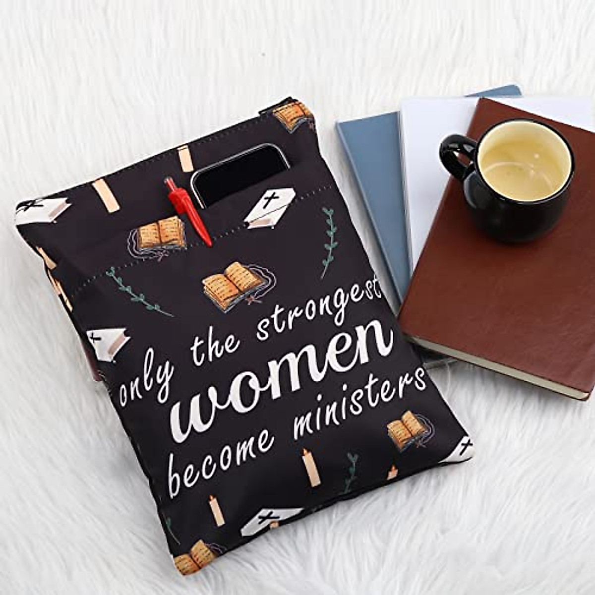 Gzrlyf only The Strongest Women Become Ministers Book Sleeve Ordination Gifts for Pastor Minister Appreciation Gift Bible Bag (Ministers Book Sleeve)