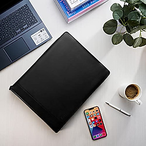 Inkline 7 Ring Check Binder Portfolio -Professional PU Leather Binder with Zippered Closure -500 Check Capacity -9x13 Inch Sheets -Document & Card Organizer - Large Tablet Pocket - Black (80013)