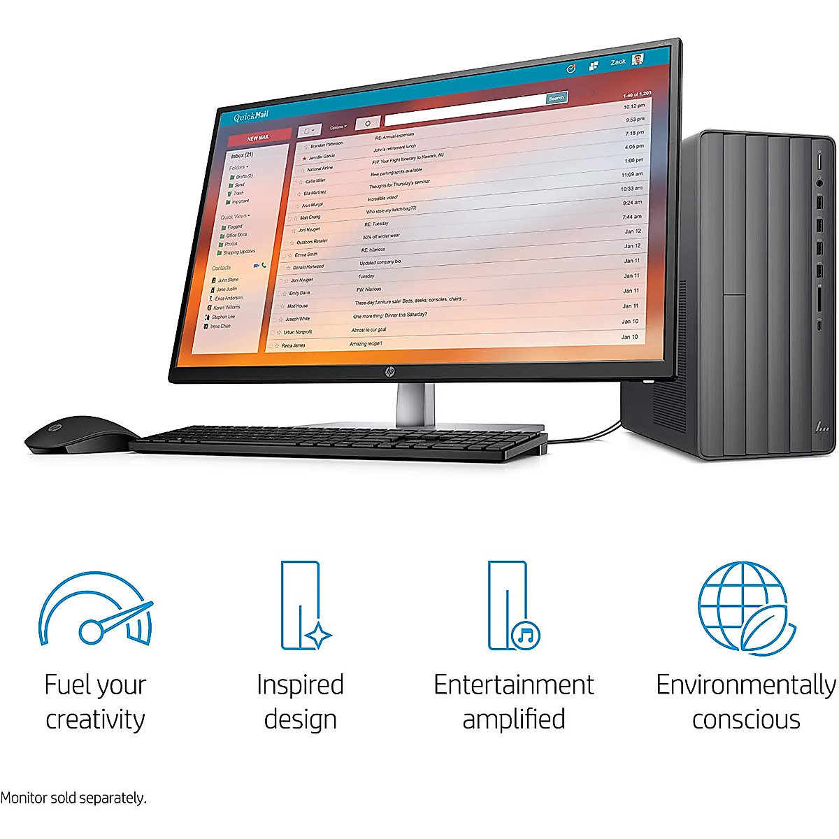 2021 HP Envy TE01 Desktop Computer, 10th Gen Intel i7-10700 8-Core Processor, 32GB DDR4 RAM, 1TB PCIe SSD + 2TB HDD, WiFi, HDMI, VGA, Wireless Mouse & KB, Windows 10 Home w/ Microfiber Cloth