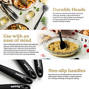 Silicone Kitchen Utensils Set & Holder: Cooking Utensils Set - Kitchen Essentials for New Home & 1st Apartment- Silicone Spatula Set, Cooking Spoons for Nonstick Cookware (Silicone, Black)