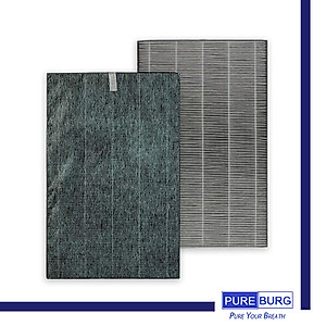 PUREBURG Replacement True HEPA Filter Kit Compatible with Sharp KC-850U & KC-C100U PlasmaCluster Air Purifier,Part # FZ-C100HFU FZ-C100DFU FZ-C100MFU