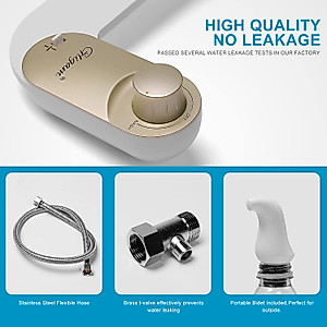 Bidet, Bidet Attachment for Toilet,GLIGAM Non-Electric Fresh Water Bidet Sprayer with Self-Cleaning Nozzle, Adjustable Pressure Control & Angle Controls (Champagne/White)