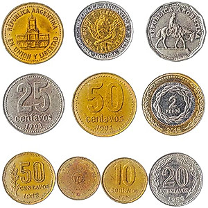 Argentina 10 Mixed Coins | Centavos | Pesos | Australes | Freedom Head | Sun of May | Since 1954