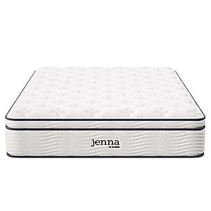Modway MOD-7088-WHI Jenna 12" Innerspring Pillow Top Full Mattress, White