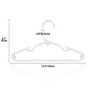 Binswloo Children's Clothes Hangers, Plastic Heavy Duty Kids Hangers Baby Nursery Hangers Tubular Hangers, 11.4 Inch, Pack of 30, White
