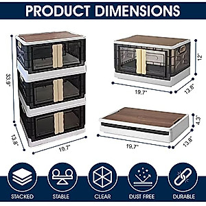 3 Pack Storage Bins with Lid - Stackable Storage Bins, Collapsible Storage Bins, Toy Organizer Storage Box, Folding Storage Boxes Set 3 Pack, Large Plastic Storage Bins with Door 14 Gallon