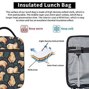 Yilad Capybaras Leaf Lunch Box Insulated Thermal Reusable Lunch Bag Cooler Totes For Men Work Office Picnic Hiking