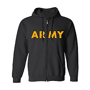 zerogravitee Black ARMY Full-Zip Hooded Sweatshirt with gold print - X-Large