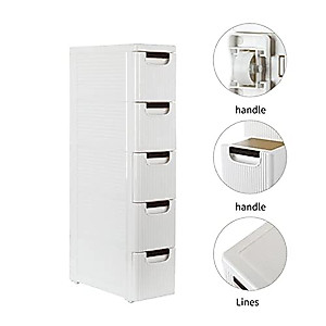 4-Tire Cart Organizer Unit with Narrow Slim Container Storage Cabinet for Bathroom Bedroom (Size : 5 Floor)