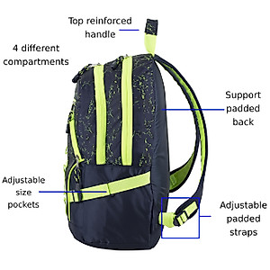 FUEL Dynamo Active Backpack, Fits Most Laptops up to 15", Front Access Pockets, Padded Lumbar, Comfortable, Adjustable Straps - Navy Galaxy