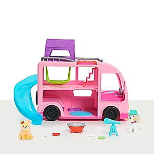 Barbie Just Play Pet Camper, 11-Pieces, Toy Figures and Playset, Kids Toys for Ages 3 Up , Pink