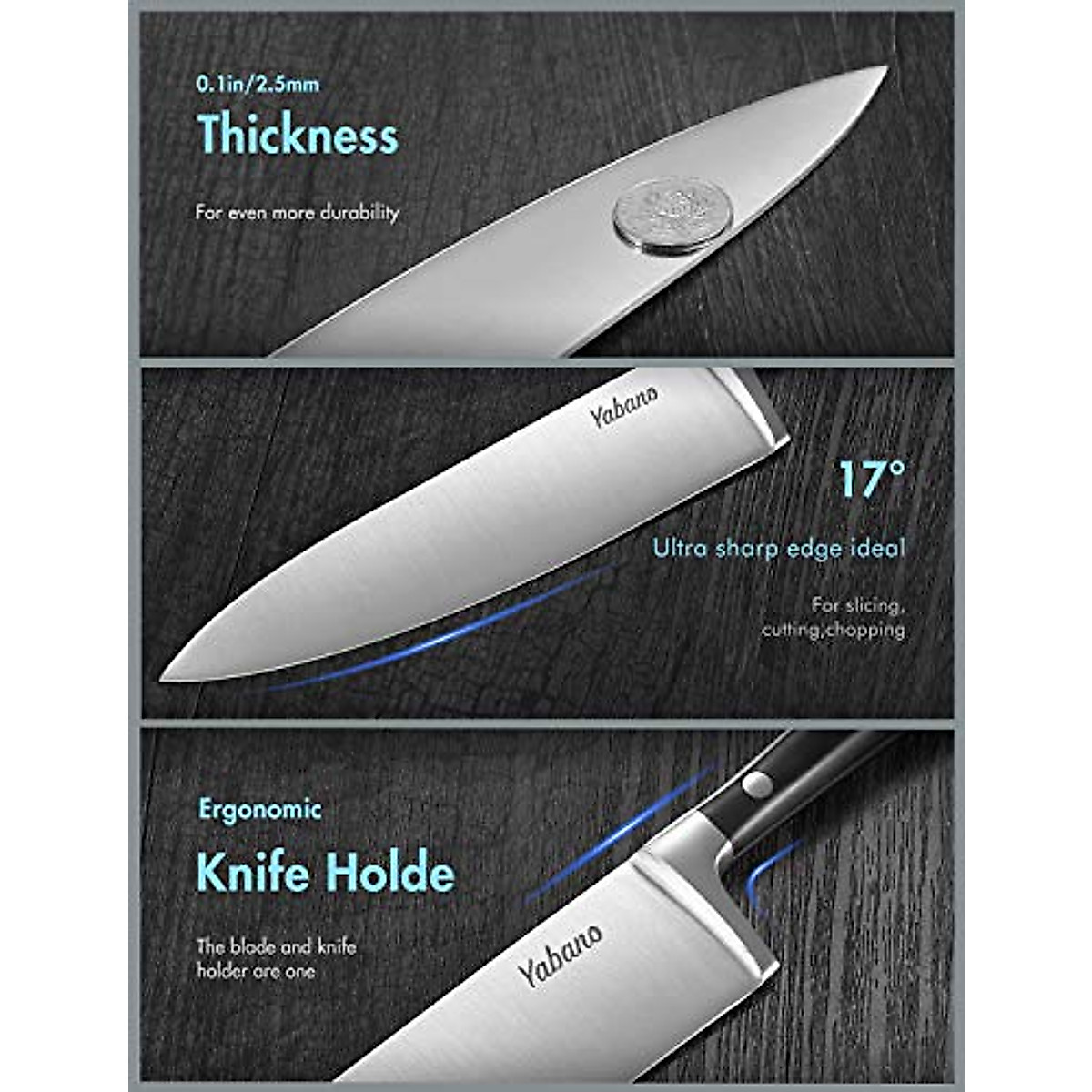 Kitchen Knife Set, 6-Piece Small Knife Set with Wooden Block, Super Sharp, High Carbon Stainless Steel Cutlery Knife Block Set