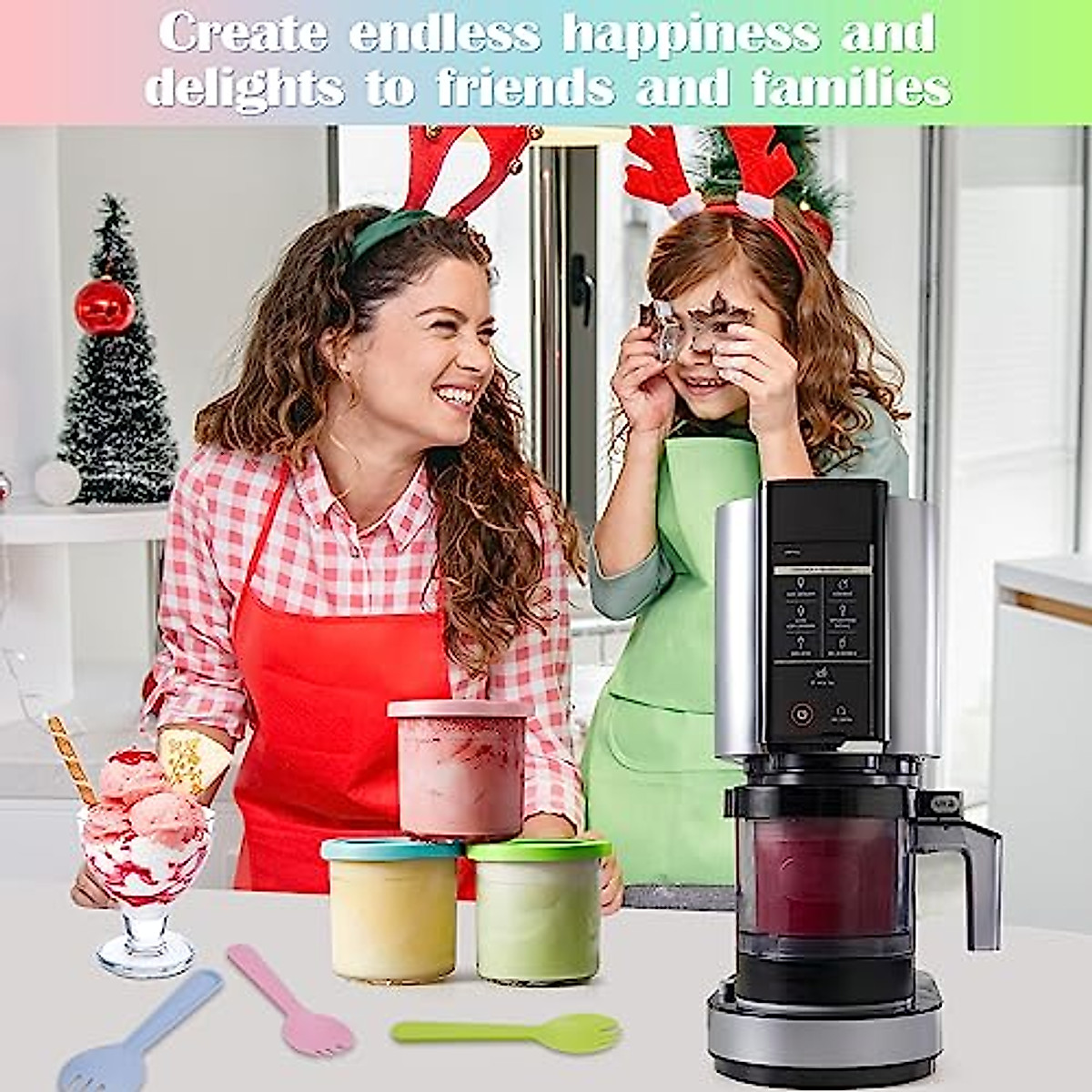 ZOCONE 6 Pack Ice Cream Pint Containers and Lid Compatible with Ninja Creami XSKPLID2CD NC299AMZ NC300 NC301 Series Ice Cream Maker, Airtight, Dishwasher Safe, BPA-Free Ice Cream Containers