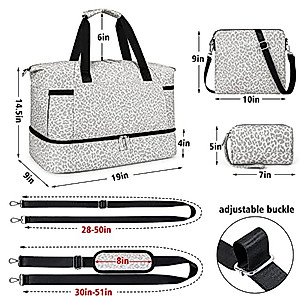 Gym Bag for Women Weekender Bag - Travel Duffle Bag with Waterproof Shoe Compartment 3pcs Set Carry On Overnight Bags for Business Trip Travel Gym Yoga Sports