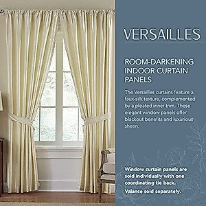 Elrene Home Fashions Versailles Faux-Silk Room-Darkening Curtain Panel, Blackout Curtain with Rod Pocket, 52 Inches by 84 Inches, Ivory, 1 Panel