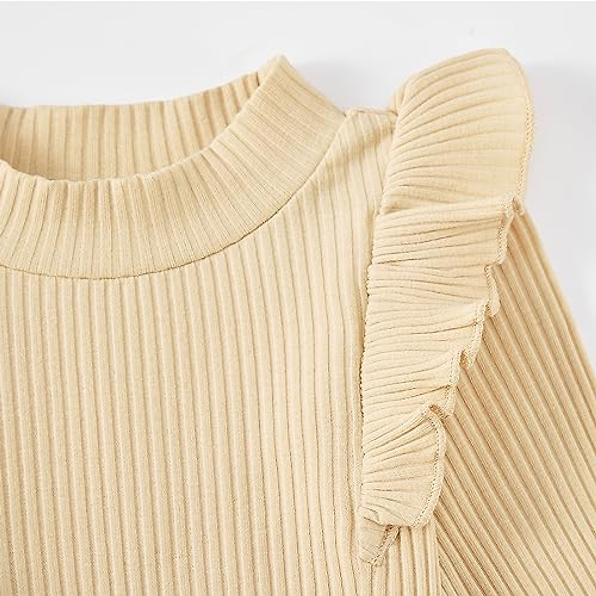 Weixinbuy 4t Girl Clothes Toddler Girl Clothes Fall Outfits Long Sleeve Turtleneck Knitted Sweater Top Plaid Mini Skirts Set Khaki 4-5T