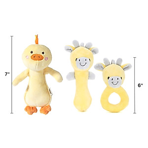 VLIFE Interactive Plush Toy Duck Set (3 Packs) with Squeaker and Jingle Sounds for Puppies and Small Dog Birthday Gift Set as Companion for Puppies and Small Breed Dogs(Premium Quality), Yellow