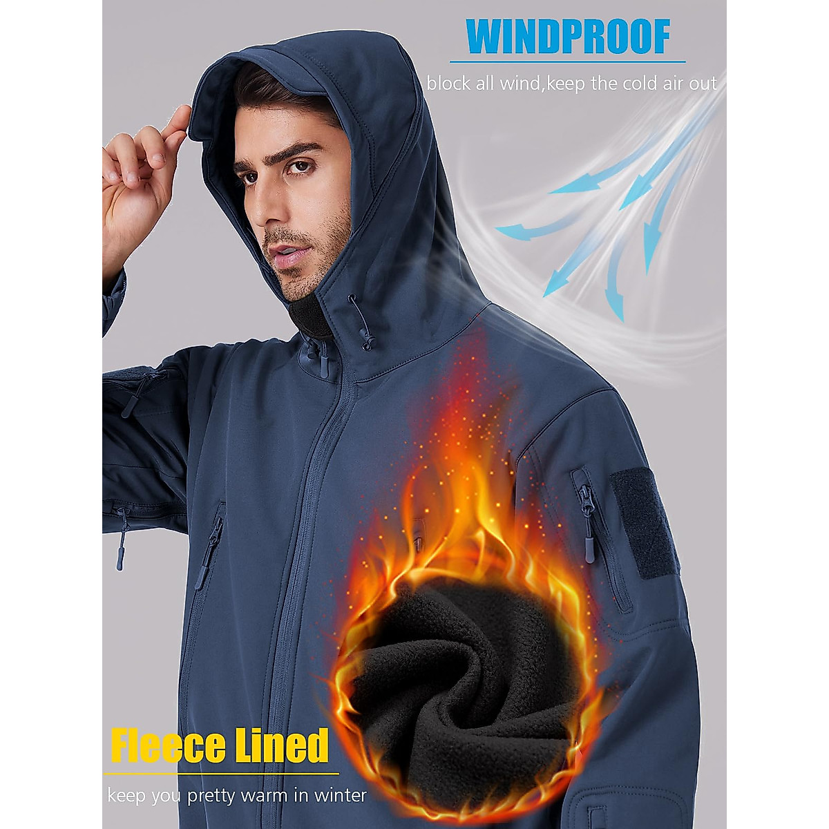 ReFire Gear Men's Army Special Ops Military Tactical Jacket Softshell Fleece Hooded Outdoor Coat