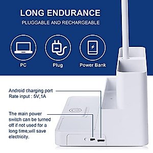 Small LED Desk Lamp with Pen/Phone Holder Function, Rechargeable Desk Light with Flexible Gooseneck, 3 Color Modes, Stepless Dimming, Eye Caring, Small Study Lamp for Dorm, Bedroom (Max Height 14 IN )