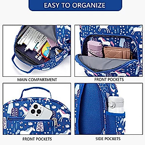 Telena Kids Backpack for Boys Girls, Cute Water Resistant Toddler Preschool Bag with Adjustable Padded Straps, Blue Unicorn