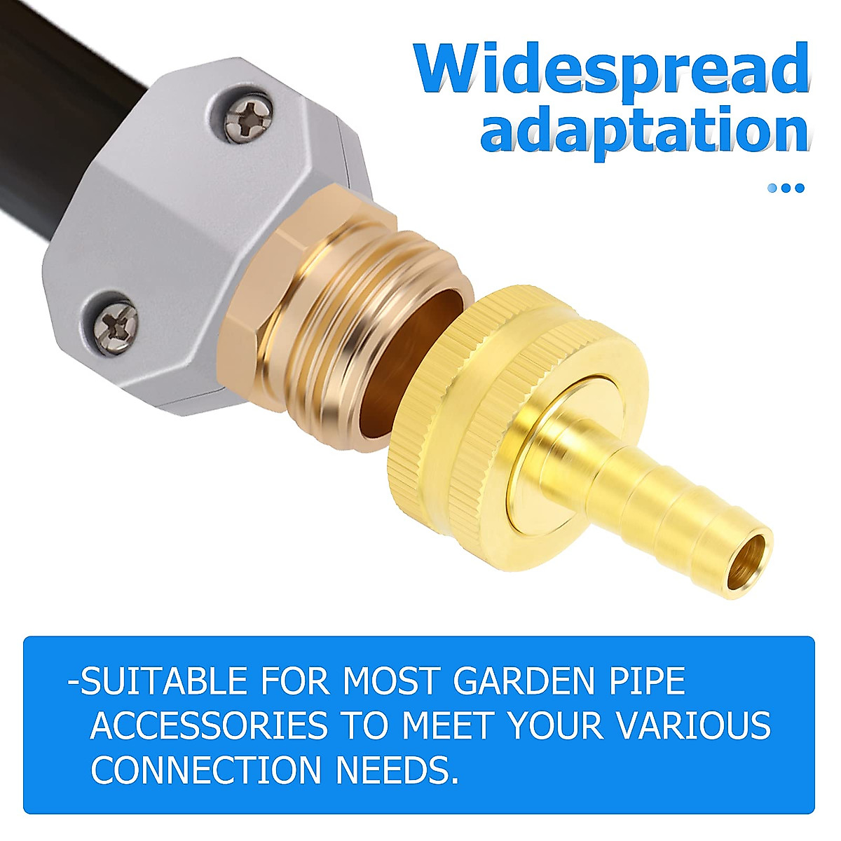 ERGAOBOY 2 Pcs 5/8 Barb To 3/4 Female GHT Thread Swivel Brass Garden Hose Pipe Connector With Clamps,Fit For Garden Hose Repair