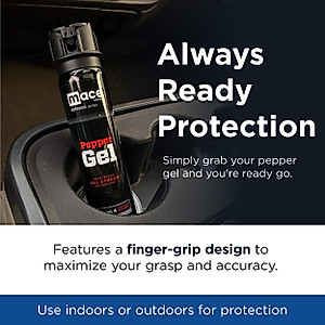 Mace Brand Magnum 4 Pepper Gel, 2.79 oz, 20 Feet Range, No Wind Blowback, Max Strength 10% OC Formula, Long Lasting UV Dye, Flip Top Safety Cap, Self Defense Pepper Spray Gel for Women & Men - Black
