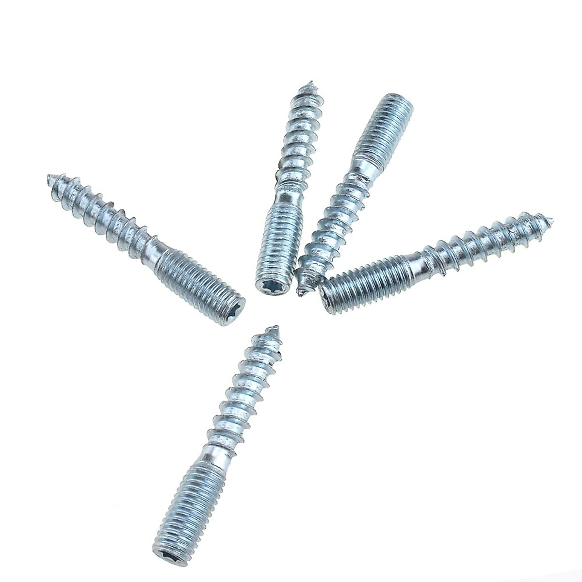 Yadaland M8x50mm Length Hanger Bolts with Slots Inserted Easily Convenient Adjust Sturdy Connection Double Headed Self Tapping Screw Carbon Steel 7 PCS for Furniture Frame Raise up Couch Legs