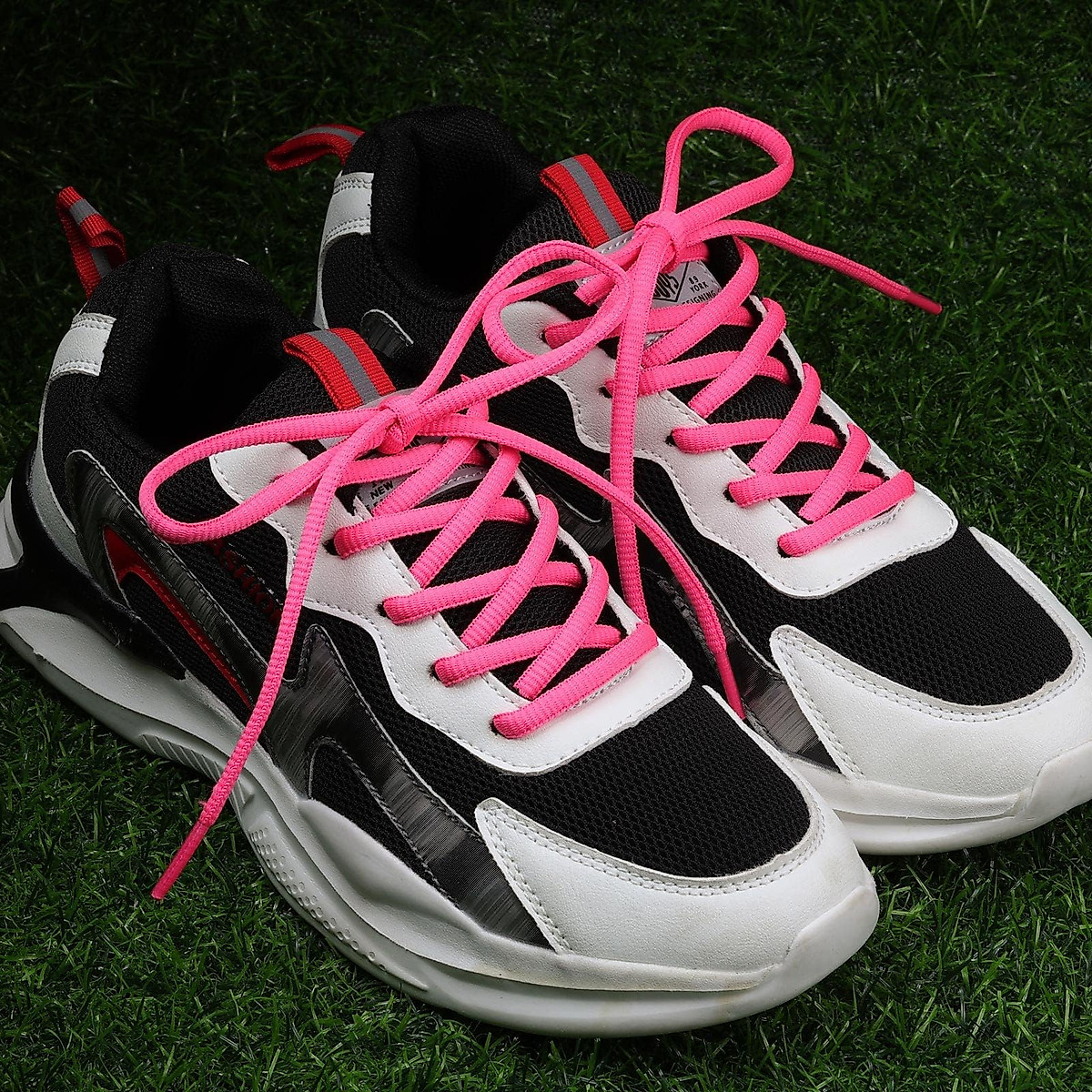 Puzeam 2 Pairs Oval Athletic Shoelaces 30 Colors 1/4" Half Round Shoe Laces for Sneakers - Hot Pink 120