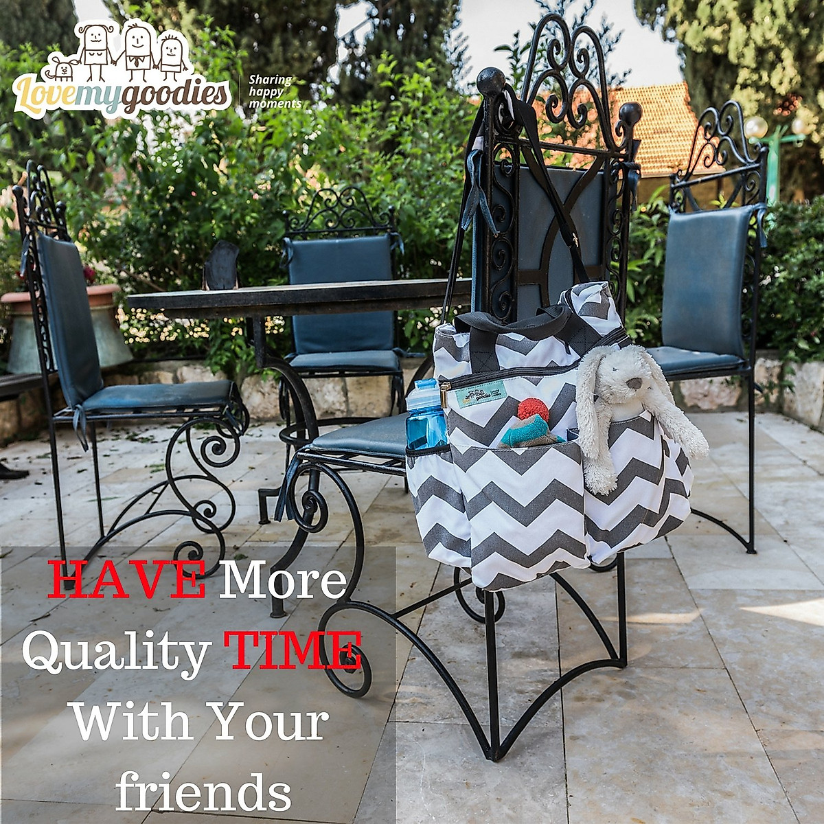 Stylish Travel Diaper Bag Tote for Men and Women – Unisex, Multifunctional Design with Universal Stroller Straps, 9 Pockets FREE Wet/Dry Bag and Changing Pad by LoveMyGoodies