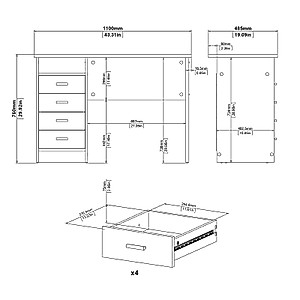Tvilum, Truffle Warner Desk with 4 Drawers