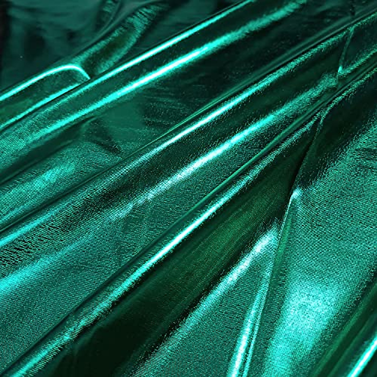 Hologram Metallic Foil Stretch Fabric Width 58 Inches(Green 1yard)
