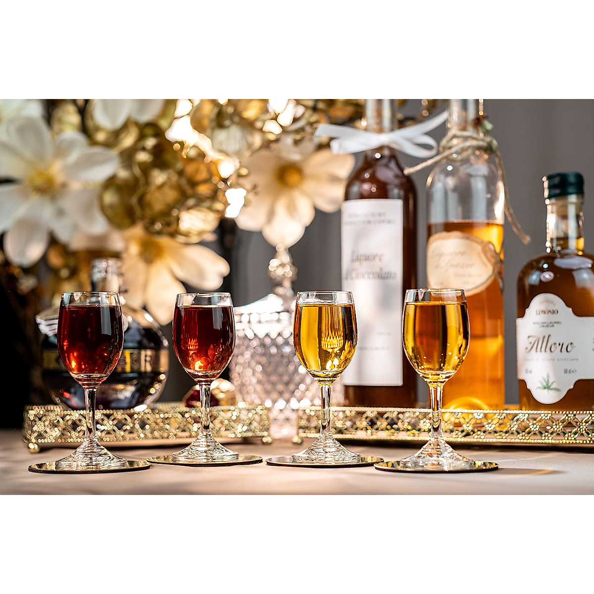 GLASSIQUE CADEAU 2 oz Liquor and Cordial Mini Wine Glasses | Set of 6 | Crystal Stemmed Shot Glasses for Drinking Limoncello, Aperitif, Schnapps, Digestive, After Dinner Drink, Liqueur, Sherry