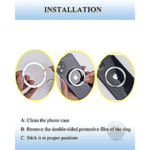 Metal Ring for Phone Case Wireless Charging/Magnetic Cell Phone Ring Holder, mag Attachment Ring, mag Sticker Safe, Compatible with Smartphone, 4 Pieces