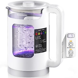 Electric Kettle, Intelligent Temp Control, One Wipe Clean, 5 LED Light Coffee Kettle Borosilicate Glass, 1500W Soft Sound Rapid Heating Water Kettle, BPA Free, 1.5L Window-Glass Double Wall Tea Kettle