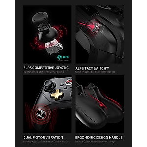 BEITONG Asura 2 Pro PC Game Controller Wireless Gamepad Joystick Hall Effect Trigger For Windows 7 8 10 11,Android TV,Steam,Tesla,Simulator,with Programmable M Buttons (Black Gold)