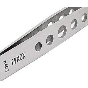 GERMANIKURE Professional Perforated Slanted Tweezers - FINOX Stainless Steel sharp tweezers in Leather Case - Professional Tweezers –Easy to use best tweezers- Ethically made in Solingen Germany 4403