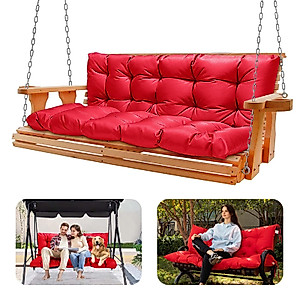 LCYY.JF Porch Swing Cushion,Waterproof Bench Cushion for Outdoor Furniture with Backrest, Thickened Swing Cushions 3 Seater Replacement with Ties for Porch,Patio,Outdoor,Backyard and Garden