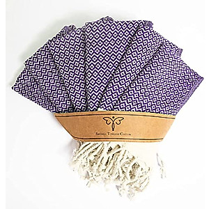 SMYRNA TURKISH COTTON Wash Cloths Pack of 6 | 100% Natural Cotton, 12"x17" | Versatile Bath Towels for Bathroom, Hotel, SPA | Soft, Absorbent, Prewashed and Quick Dry Turkish Hand Towels (Purple)