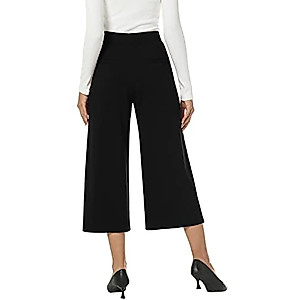 MISS MOLY Women's Wide Leg Pants Business Capris Crop Palazo Dress Pants Culotte Stretch Pull On Work Pants Black M
