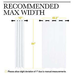 NICETOWN 100% Blackout Window Curtain Panels, Heat and Full Light Blocking Drapes with Black Liner for Nursery, 84 inches Drop Thermal Insulated Draperies (White, 2 Pieces, 52 inches Wide Each Panel)