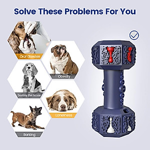 RongHousing Dumbbell Dogs Toys for Aggressive Chewers: Puppy Chew Toys with Bacon Milk Flavored - Interactive Dog Toys for Medium Large Breed.(XLarge, Black)