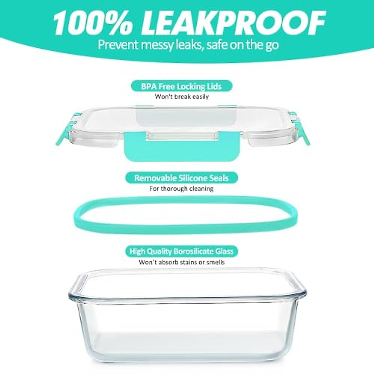 VERONES 30 Pieces Glass Meal Prep Containers Set, Airtight Glass Lunch Containers, Stackable Glass Food Storage Containers with Lids, for Microwave, Oven, Freezer & Dishwasher Friendly,Green