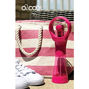 O2COOL 2 Pack Elite Battery Powered Handheld Water Misting Fans (Raspberry)