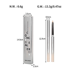 Kusslippe Concealer Pencil,Contour Highlighter Stick,Full Coverage Foundation Waterproof Concealer Pen for Eye Dark Circles,Freckles,Acne Marks,Scar,Tattoos 0.47oz (#1)