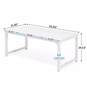 Tribesigns Modern Computer Desk, 63 x 31.5 inch Large Executive Office Desk Computer Table Study Writing Desk Workstation for Home Office, Spliced Desktop, White