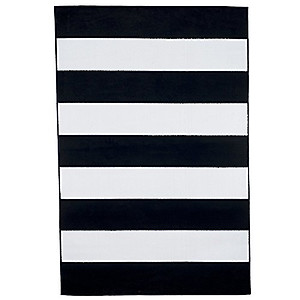 Lavish Home Breton Stripe Area Rug, 5' by 7'7", Black/White