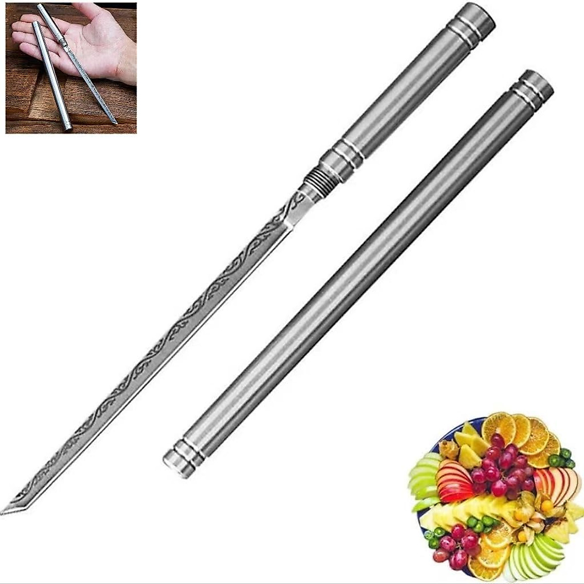 Multipurpose Outdoor Portable Fruit Knife With Sheath - Mini Stick Knife, Multifunction A fruit knife with a handle, Cuchillo Multiusos Para Fruta PortáTil Para Exteriores Con Funda (1pcs) (2PC)