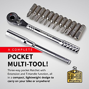 Prestacycle Pro T Handle Ratchet Set - 12-Piece Hex Bit Tool Kit & 3 Way Ratchet, Compact & Flexible Wallet Holder, Heavy-Duty T Handle Set for Bicycle Maintenance, 60 Nm Torque