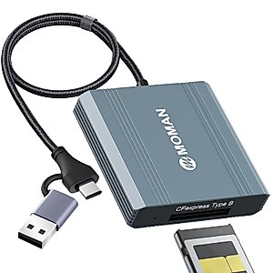 Moman 10Gbps CFexpress Type B Card Reader, Cf Express Card Readers for Type B Card, USB 3.2 Gen 2, C1B USB-C/USB-A 2-in-1 Portable Aluminum CFe Card Reader for Phone, Tablet, Laptop, PC